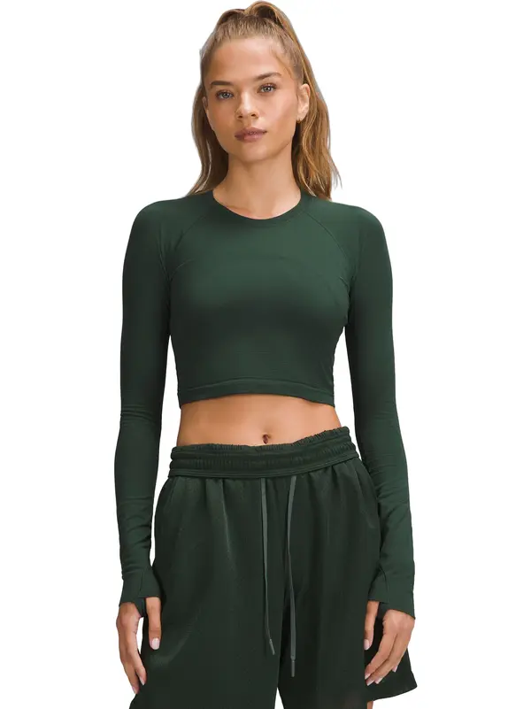 Lululemon Swiftly Tech Cropped Long-sleeve Shirt 2.0 - Legacy Green/legacy Green