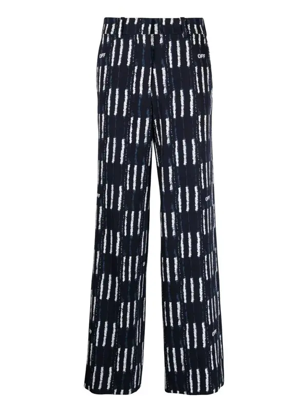 Off-White Graphic-print Wide-leg Trousers - Blue