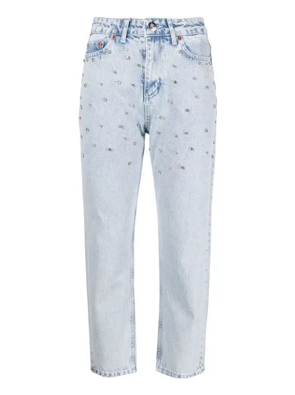 ANA RADU Crystal-embellished Cropped Jeans - Blue