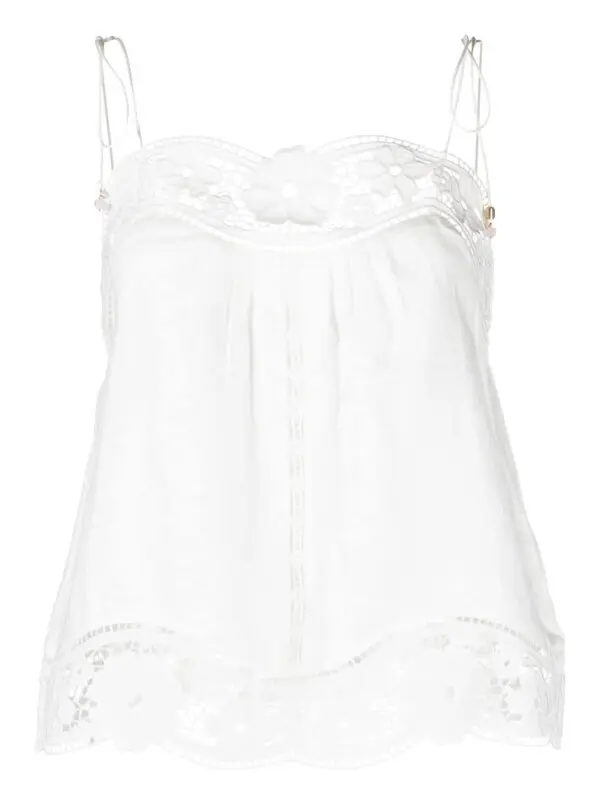 Zimmermann August Broderie-anglaise Linen Top - White