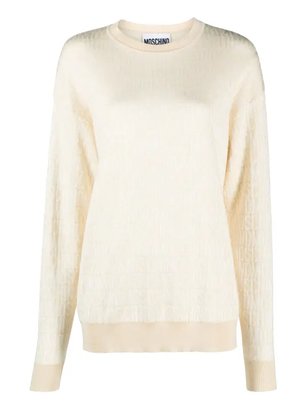 Moschino Logo-intarsia Virgin Wool Sweater - Neutrals