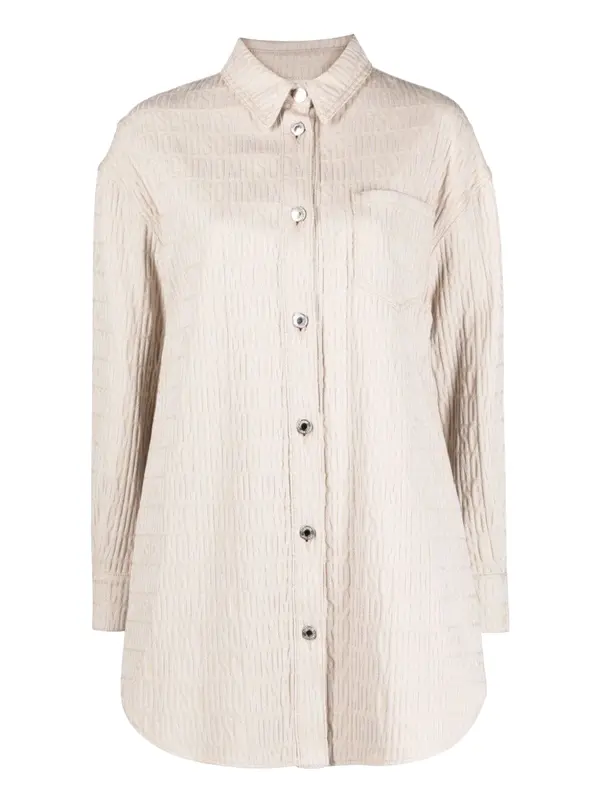 Moschino Logo Jacquard Shirt Minidress - Neutrals