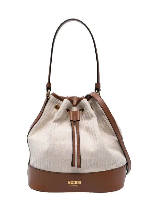 Moschino Monogram-jacquard Bucket Bag - Neutrals