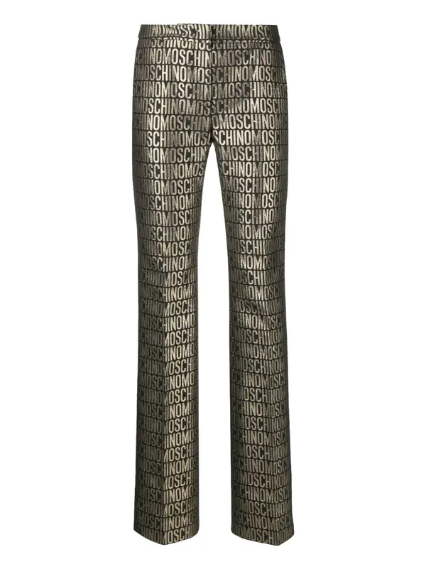 Moschino Metallic Logo-print Trousers - Black