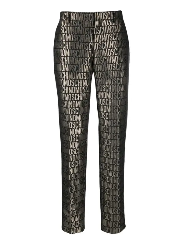 Moschino Slim-cut Logo-print Trousers - Black