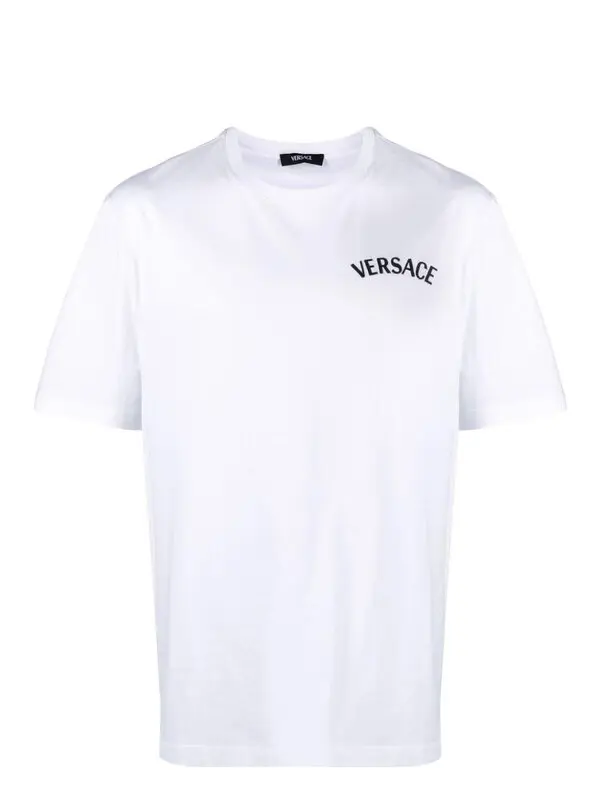 Versace Milano Stamp Embroidered Cotton T-shirt - White