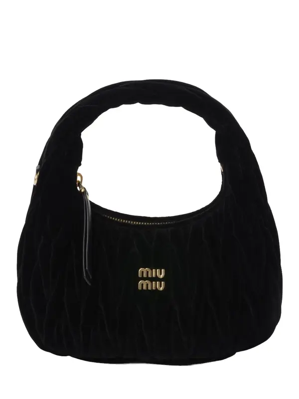 Miu Miu Wander Matelassé Velvet Shoulder Bag - Black