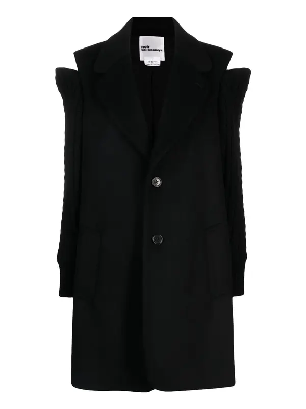 Noir Kei Ninomiya Cold-shoulder Single-breasted Coat - Black