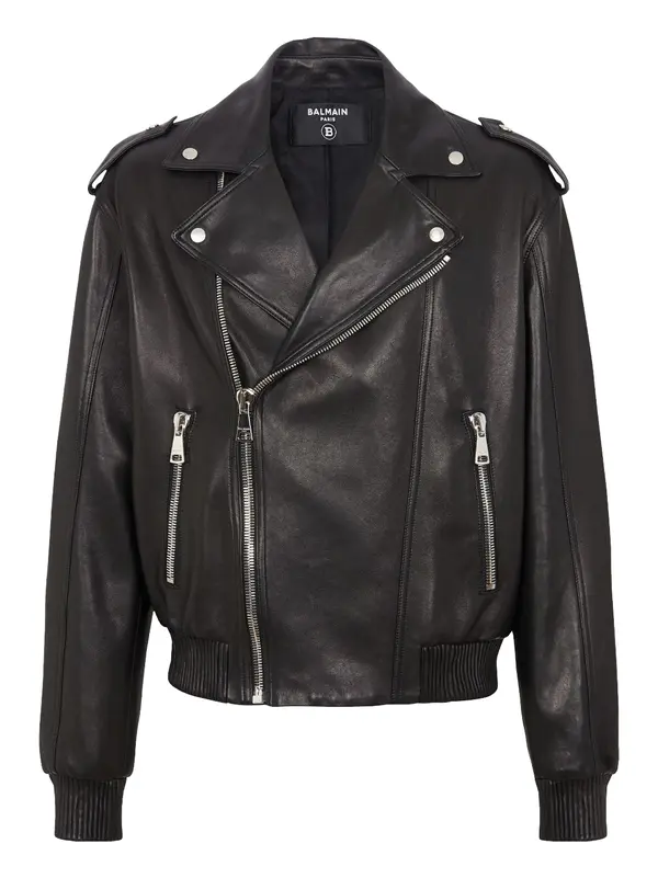 Balmain Leather Biker Jacket - Black