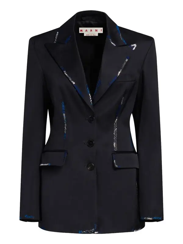 Marni Bead-embellished Single-breasted Blazer - Black