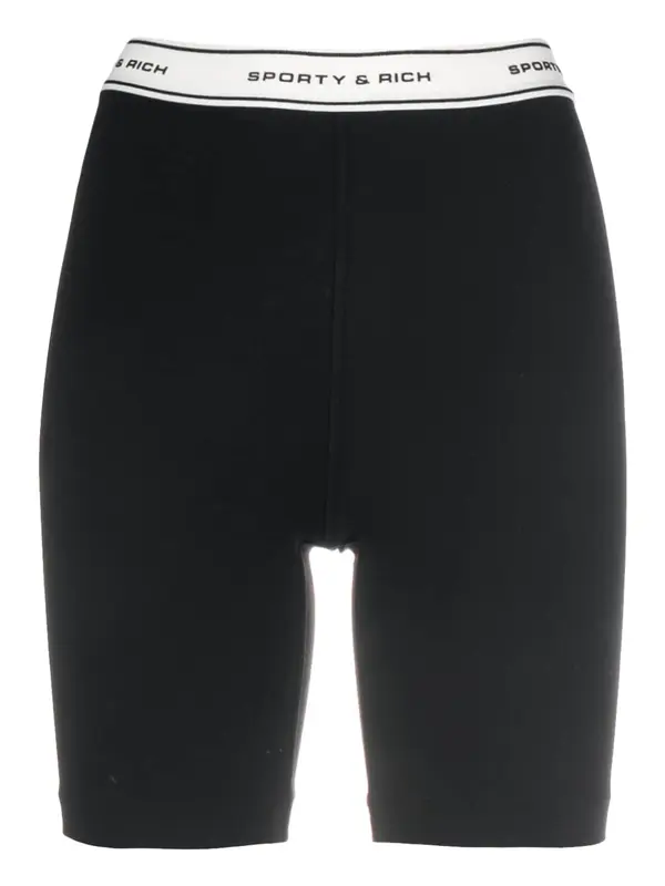 SPORTY & RICH Logo-waistband Shorts - Black