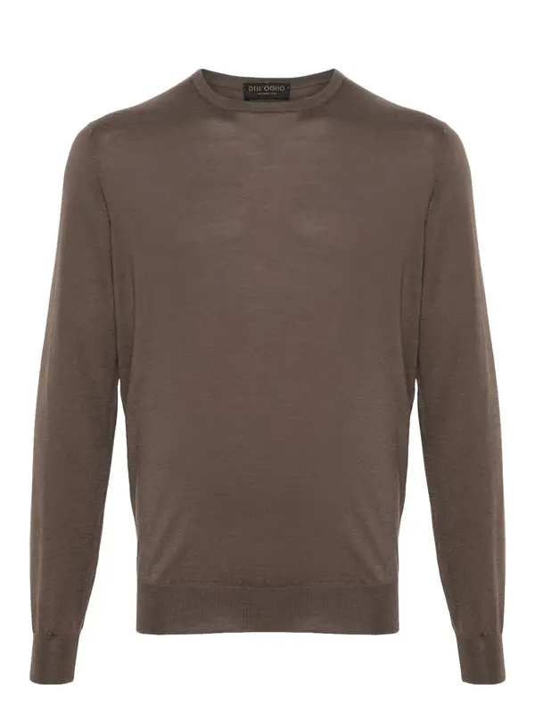 DELL'OGLIO Crew-neck Rib-trim Jumper - Brown