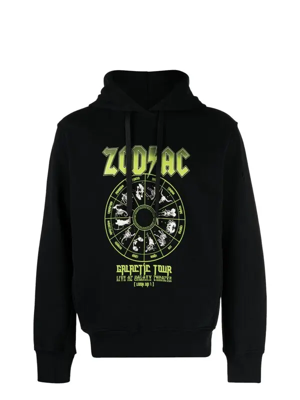 Neil Barrett Zodiac-print Cotton Hoodie - Black