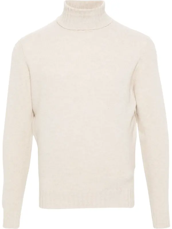 DELL'OGLIO Roll-neck Rib-trim Jumper - Neutrals