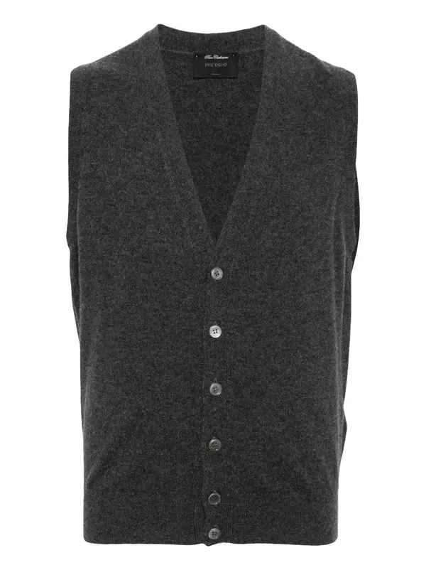 DELL'OGLIO V-neck Cashmere Vest - Grey