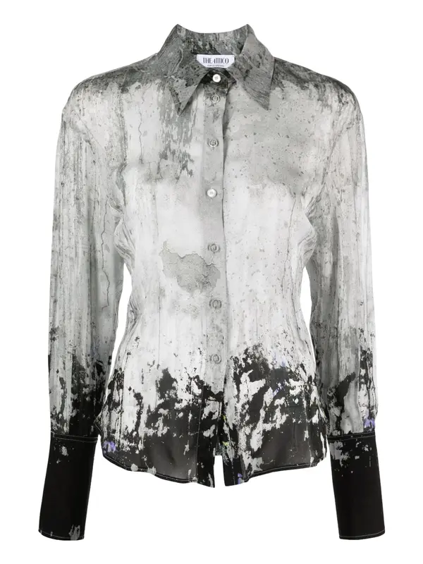 Attico Lily Abstract-print Shirt - Grey
