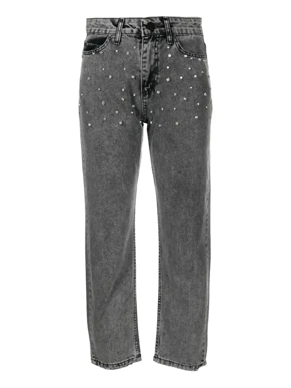 ANA RADU Crystal-embellished Cropped Jeans - Grey