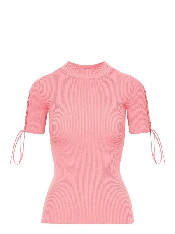 Oscar De La Renta Tie-detail Ribbed Jumper - Pink