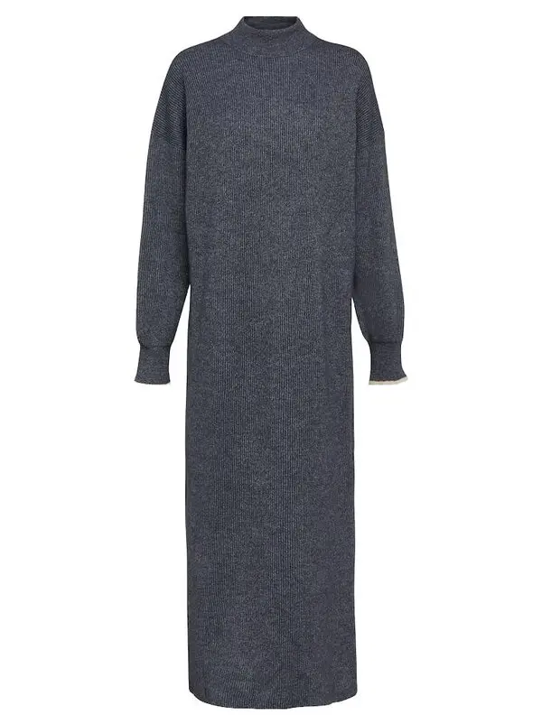 Brunello Cucinelli Ribbed-knit Midi Dress - Blue
