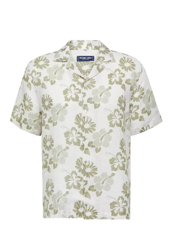 Frescobol Carioca Petala Roberto Floral Linen Shirt - Green