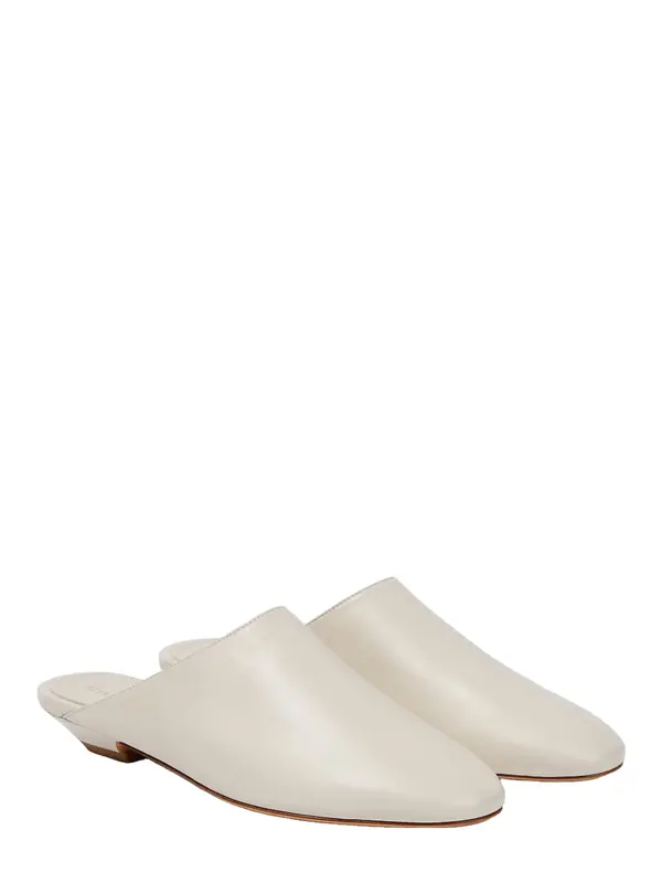 Khaite Otto Leather Slippers - White