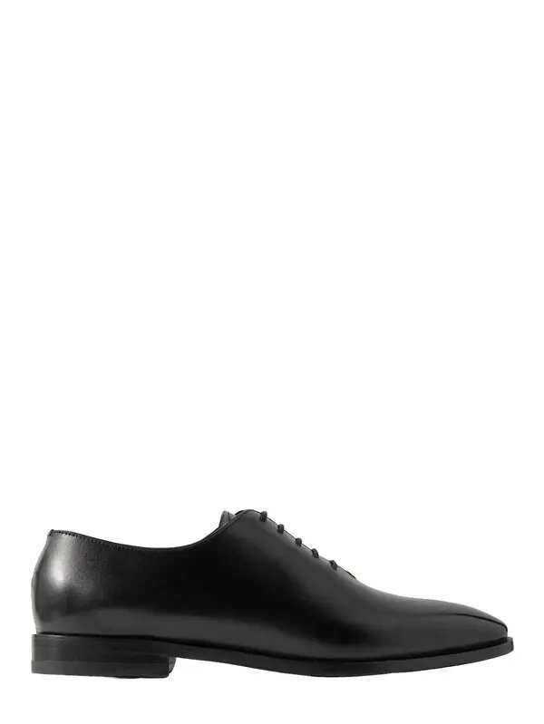 Manolo Blahnik Snowdon Whole-cut Glossed-leather Oxford Shoes - Black