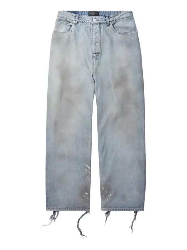 Balenciaga Distressed Straight-leg Jeans - Blue