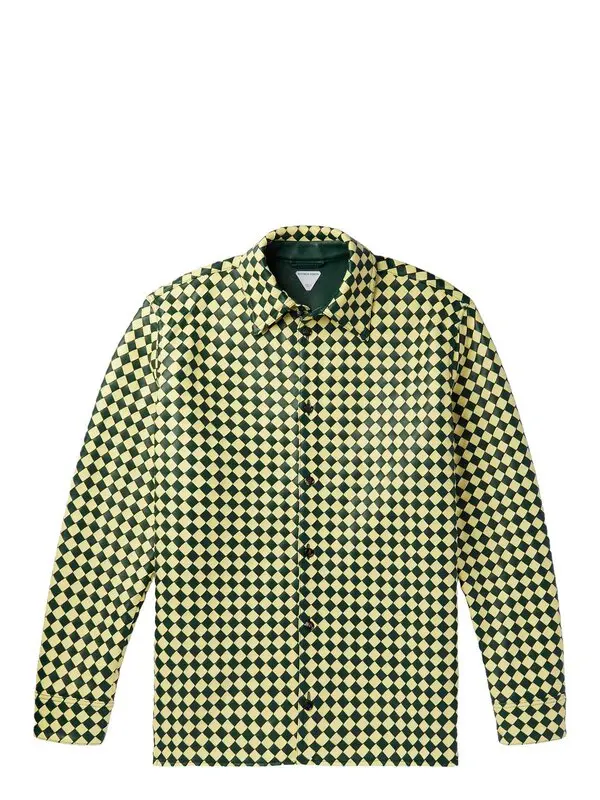 Bottega Veneta Two-tone Intrecciato Leather Shirt - Green