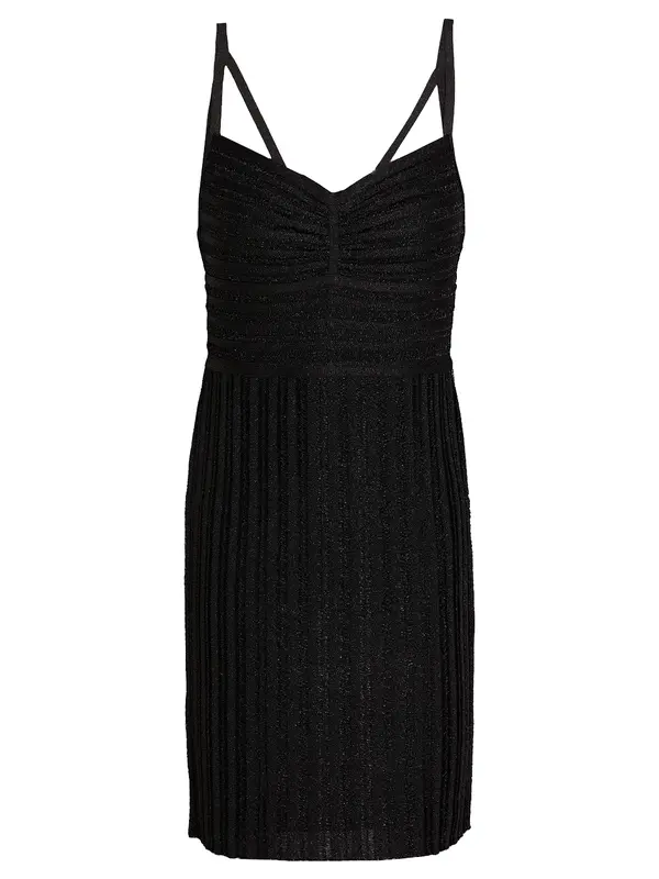 Herve Leger Metallic Ribbed-knit Mini Dress - Black