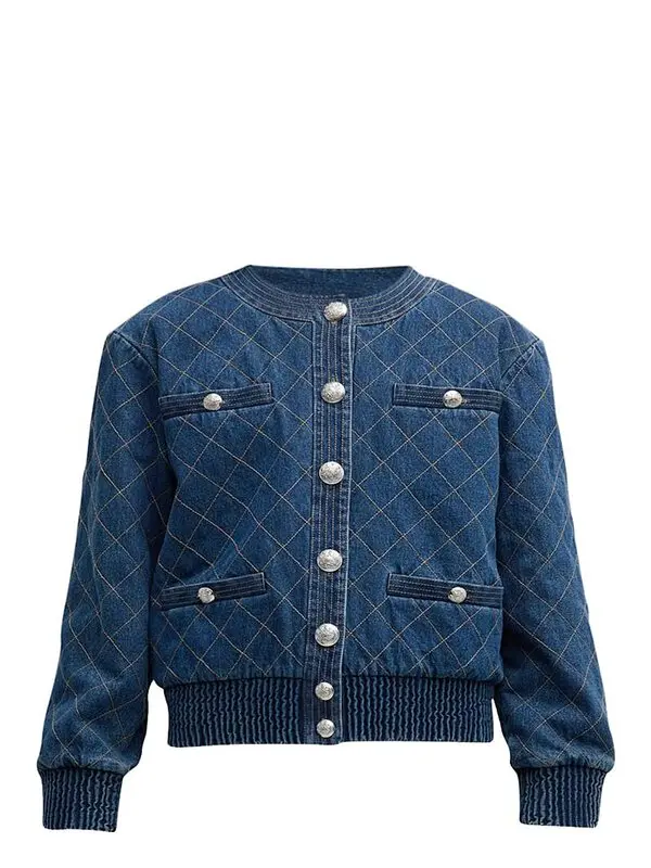 Veronica Beard Glennon Denim Bomber Jacket - Bright Blue
