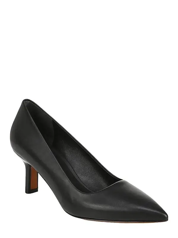 Vince Paris Leather Pointed Toe Pumps - Black Leather