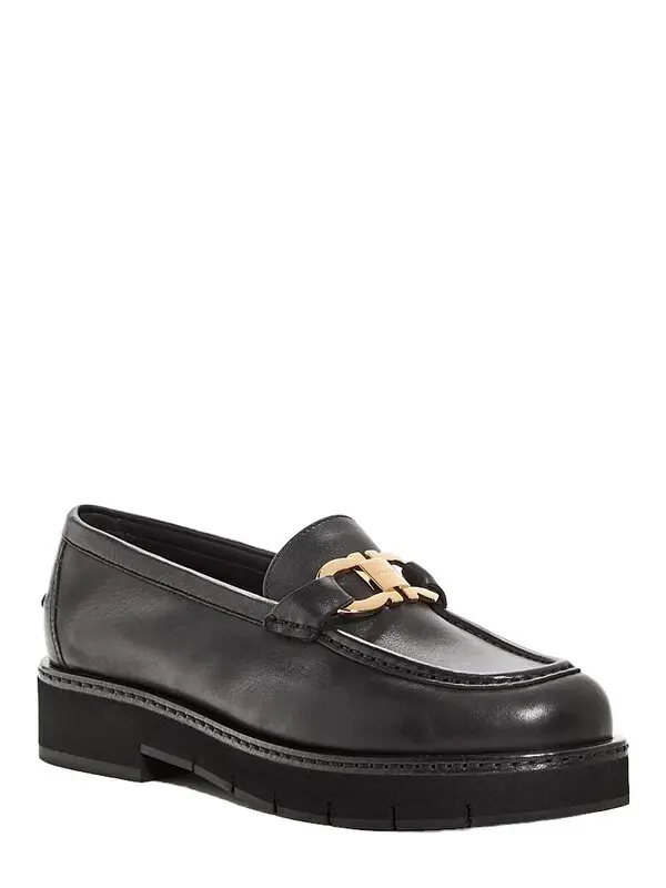 FERRAGAMO Maryan Gancini Lug Sole Loafers - Black
