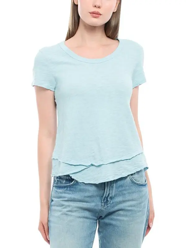 WILT CLOTHING Tiered-hem T-shirt - Baby Blue