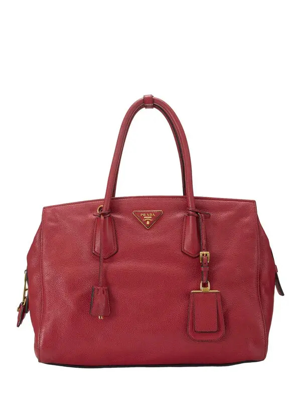 Prada Vitello Daino Convertible Handbag - Red