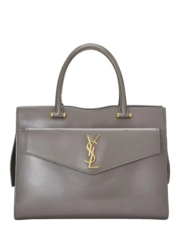 Saint Laurent Calfskin Uptown Tote - Grey