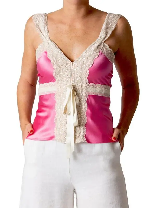 Miguelina Silk And Lace Cami - Pink