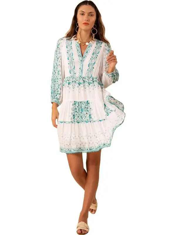 Hale Bob Emery Embroidered Dress - Blue