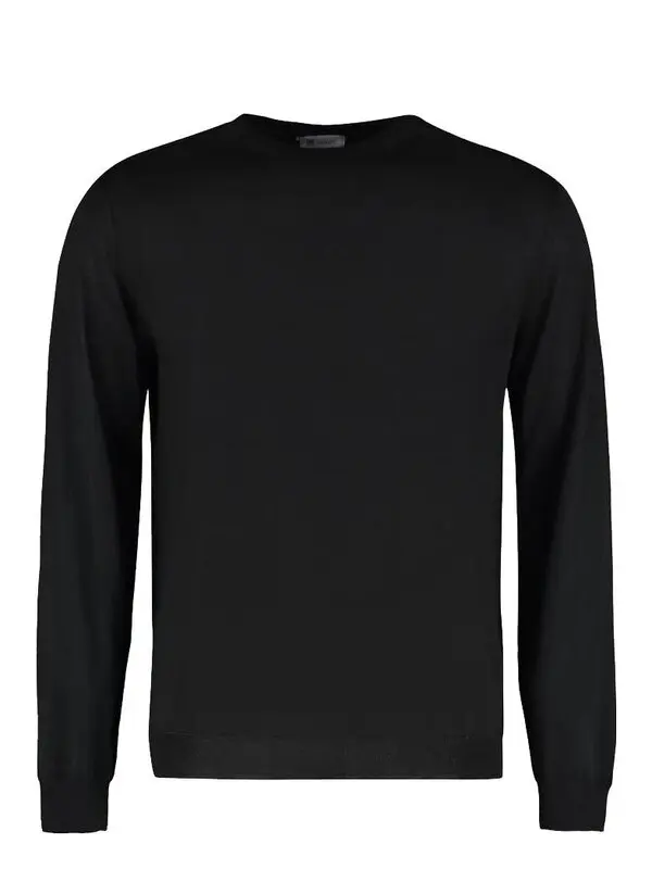 THE (ALPHABET) Fine Knit Crew-neck Sweater - Black