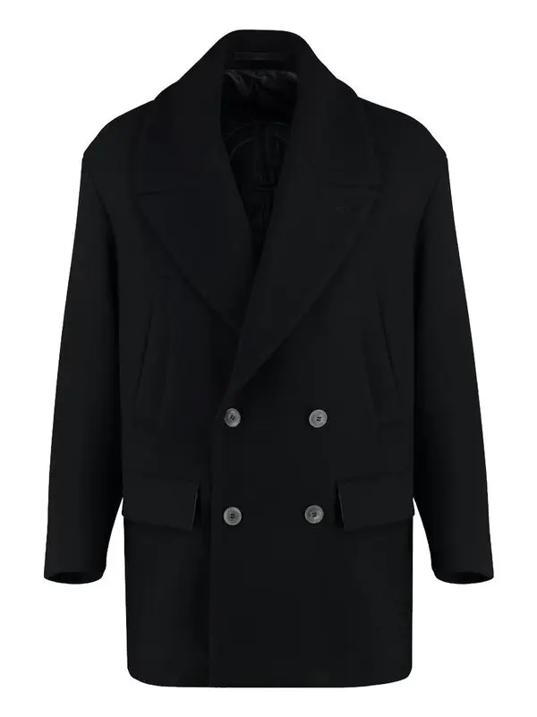 Giorgio Armani Wool Blend Double-breasted Coat - Black