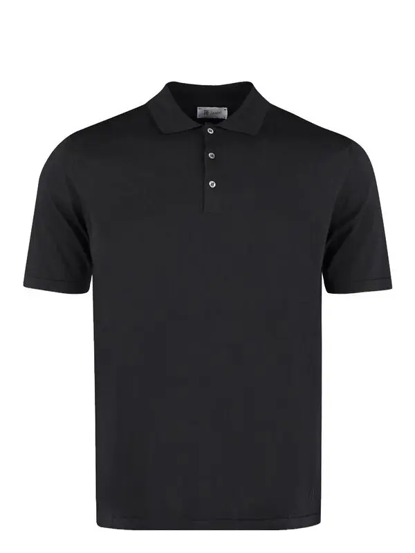 THE (ALPHABET) Cotton Knit Polo Shirt - Black