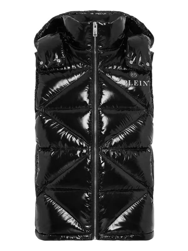 Philipp Plein Hexagon Logo-plaque Padded Gilet - Black