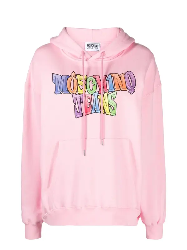 Moschino Logo-print Cotton Hoodie - Pink