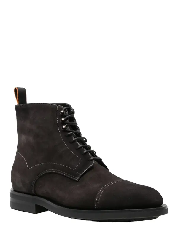 Santoni Suede Lace-up Boots - Grey