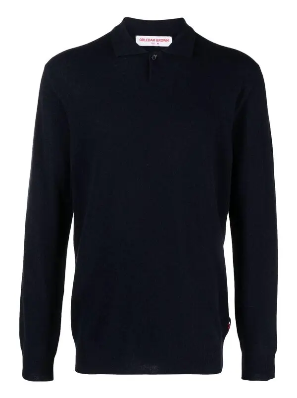 Orlebar Brown Bruno Longsleeved Cashmere Polo Shirt - Blue