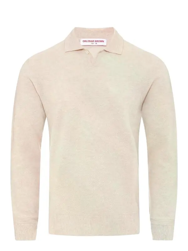Orlebar Brown Bruno Longsleeved Cashmere Polo Shirt - Neutrals