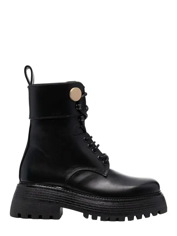 Ports 1961 Leather Ridged Lace-up Boots - Black