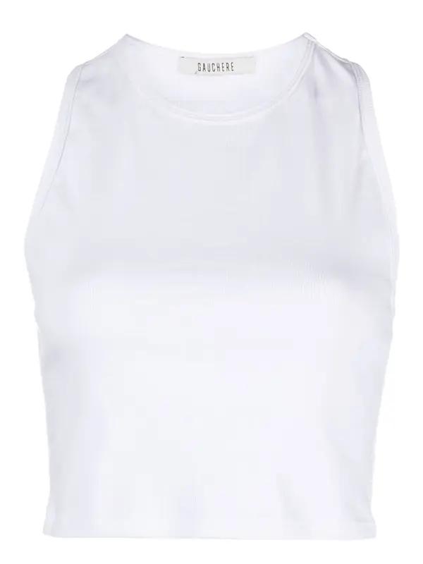 Gauchere Racerback Crop Top - White