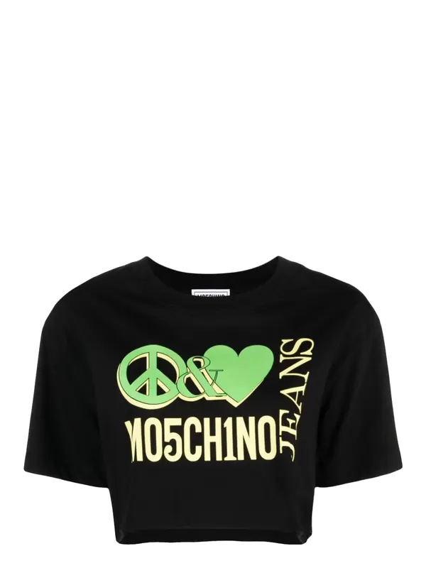 Moschino Logo-print Cropped T-shirt - Black