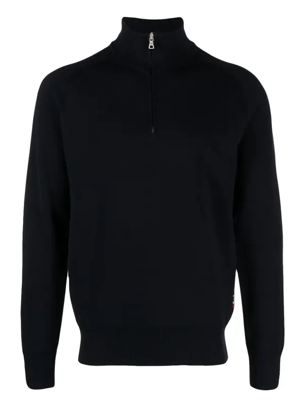 Orlebar Brown Lennard Zip-up Merino Wool Jumper - Blue