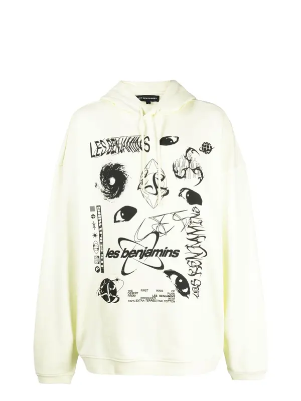 LES BENJAMINS Logo-print Cotton Hoodie - Yellow